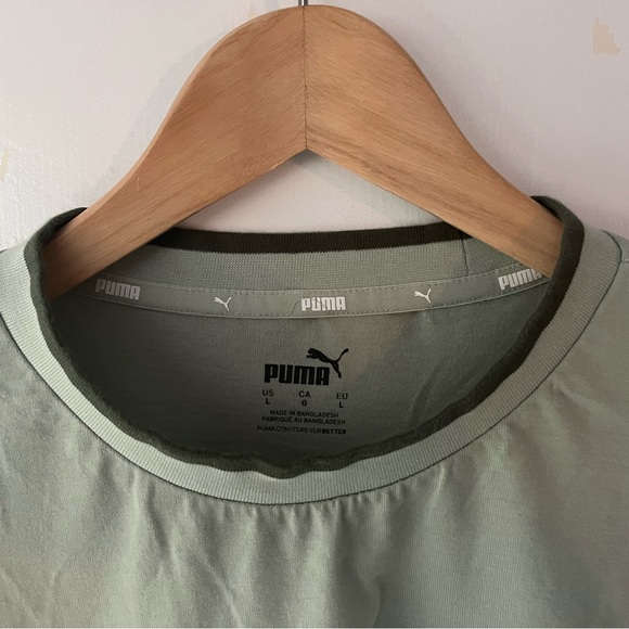 Puma | Shirts | Puma Tshirt L Olive Green Forest Green Trim White ...